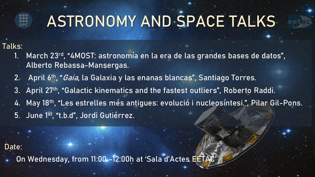 Talks on astronomy and space — Department of Physics — UPC. Universitat ...